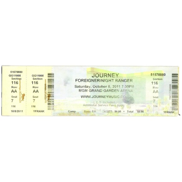 Other | 211 Journey Foreigner Night Ranger Complete Concert Ticket Stub ...